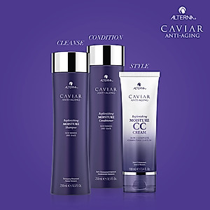 Alterna Caviar Anti-Aging Replenishing Moisture Shampoo, Conditioner, CC Cream Regimen Starter Set | Protects, Restores & Hydrates | Sulfate Free
