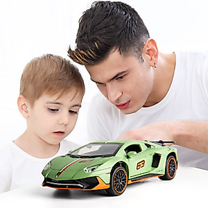 BDTCTK Compatible for 1:32 Lamborghini LP780 Model Car, Zinc Alloy Pull Back Toy Car with Sound and Light for Kids Boy Girl(Green)