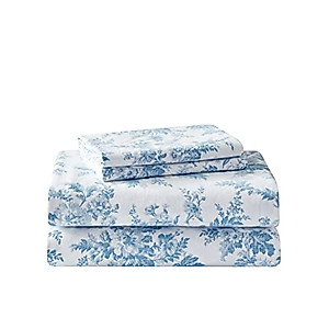 Laura Ashley Home - Twin Sheets, Cotton Flannel Bedding Set, Brushed for Extra Softness & Comfort (Vanessa, Twin)
