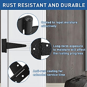 TamBee 5Inch Shed Door Hinges T-Strap Barn Door Hinges Outdoor Heavy Duty Hinges for Wood Wrought Hinges Hardware(2PCS)