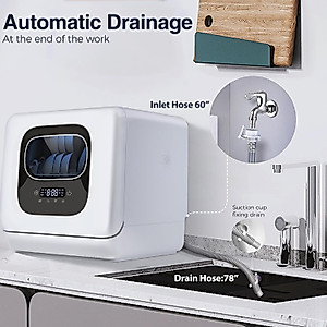 AGLUCKY Countertop Dishwasher, Portable Dishwashers with 6 Programs, 24H Timing, Air-Drying, 360° Deep Cleaning, Mini Dishwashers for Apartments, Dorms & Kitchenettes