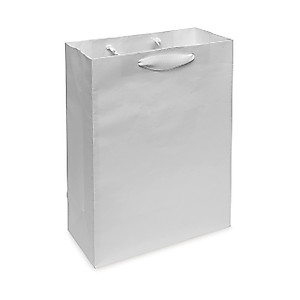 Prime Line Packaging 10x5x13 50 Pack White Gift Bags with Handles Bulk, Medium Kraft Paper Bags for Boutique, Shopping, Wedding, Birthday Gift Wrap