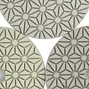 FINGLEE DT 4 inch 3 Steps Diamond Dry Polishing Pad Diamond Resin Discs for Granite Marble Quartz (5pcs Grit2)