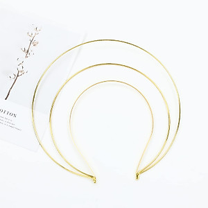 Lawie Gold Metal Queen Goddess Angel Halo Crown Headband Hairbands Tiara Hair Hoops DIY Craft Bands Headpieces Party Cosplay Costume Hair Accessories (6 Pack of 3 Layer)