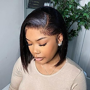 UCUVIC Bob Wig Human Hair 13x4 HD Lace Front BOB Wigs for Black Women Human Hair Glueless Wigs Human Hair Pre Plucked Pre Cut 180% Density 10 Inch
