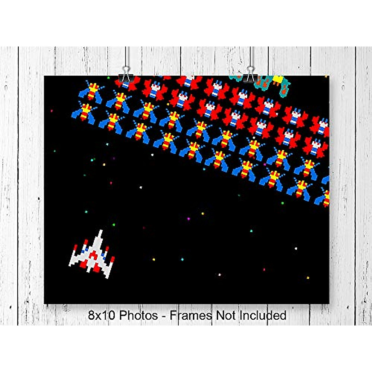 Super Mario Bros, Tetris, Centipede, Galaga - Iconic Arcade Video Games Wall Art Decor Set - 8x10 Prints for Man Cave, Den, Family Room, Bar, Bedroom - Gift for Men, Teens, Boys, Gamers, Gaming Fans