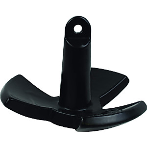 Attwood 9946B1 Solid Cast Iron 18-Pound Large Eye River Boat Anchor, Black PVC-Coated Finish