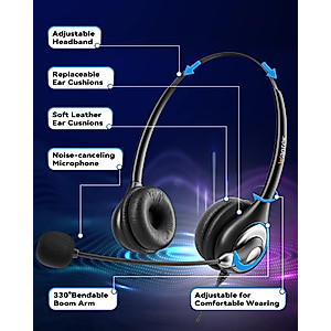 Wantek Corded USB Headset with Microphone Noise Cancelling & in-line Controls, Computer Headphones for Laptop PC Skype Zoom Webinar Classroom Home Office Business, Clear Chat, Ultra Comfort(UC602)