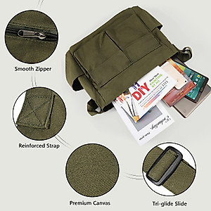 Canvas Messenger Bag Large Hobo Crossbody Bags with Multiple Pockets,School Vintage Shoulder Laptop Bag for Women and Men-Army Green