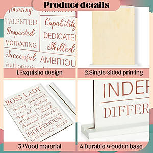 B1ykin Boss Lady Gifts for Women Table Topper Decoration, Rose Gold Boss Lady Centerpiece Women Boss Removable Wooden Freestanding Decor, Appreciation Gifts For Boss Office Female Leaders