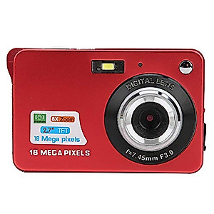 Digital Camera, 2.7 inch TFT LCD Display Pocket Camera, 18 Megapixel 8X Zoom Card Digital Camera, Support 32GB Memory Card, Builtin Microphone, with Lanyard/Storage Bag(red)