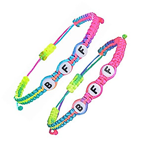 2 Sets Best Friend Bracelets Matching Bff Adjustable Cord Bracelet for Bff Friendship Relationship Women Girlfriend Boyfriend Matching Relationship Inspirational Valentines Graduation Gifts for Her