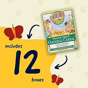 Earth's Best Organic Baby Food, Organic Whole Grain Oatmeal Baby Cereal, Non-GMO, Easily Digestible and Iron Fortified Baby Food, 8 oz Box (Pack of 12)