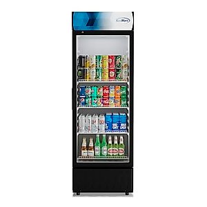 KoolMore Commercial One Glass Door Display Upright Beverage Refrigerator Cooler Merchandiser - 12 Cu. Ft [Black] (MDR-1GD-12C)