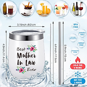 Nuanchu Mother Gift Set Birthday Gifts for Mom from Daughter Son Thank You Gift Relaxing Spa Gift Basket Makeup Bag Keychain 12 oz Wine Tumbler with Lid Straw Brush Mothers Day Gift (Mother in Law)