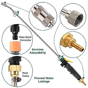 2 Pack 29'' Sprayer Wand Match 3/8'' Hose, Adjustable Nozzle Stainless Steel Replacement Sprayer Wand Built-in Shut off Valve with Hose Quick Connector for Garden, Car Wash, Weed, Lawn etc