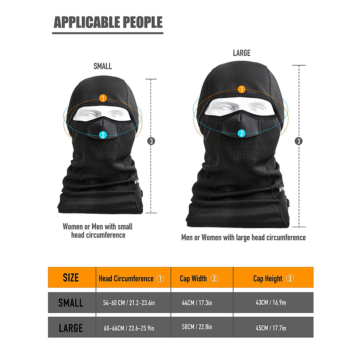 ANTARCTICA GEAR Heated Balaclava Face Ski Mask Windproof Warm Heating Hat for Motorcycle Riding Women Men Black