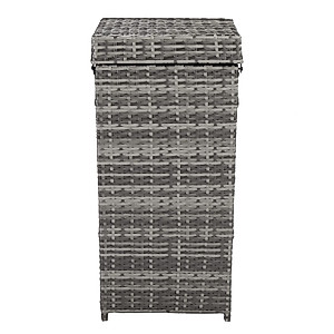 SESAISHEIR 24 Gallon Large Outdoor Trash Can with Lid, Iron Frame Rattan Trash Bin with Top Cover, Tall Poolsid Garbage Can Waste Basket for Backyard Patio Deck and Kitchen Use