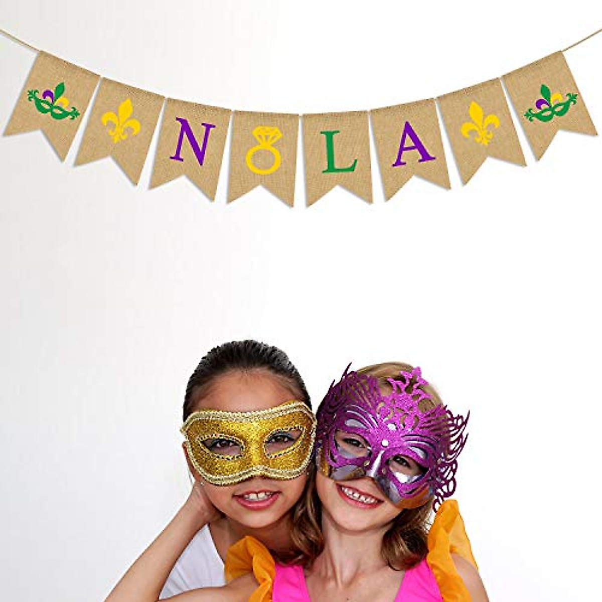 Rainlemon Jute Burlap Nola Banner Mardi Gras Bachelorette Party Hen Party Garland Decoration Supply