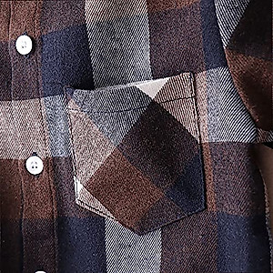 Kids Little Boys Girls Baby Red Plaid Flannel Long Sleeve Button Down Flannel Shirt Plaid Tops Girl Boy Clothes (18-24 Months, Coffee)