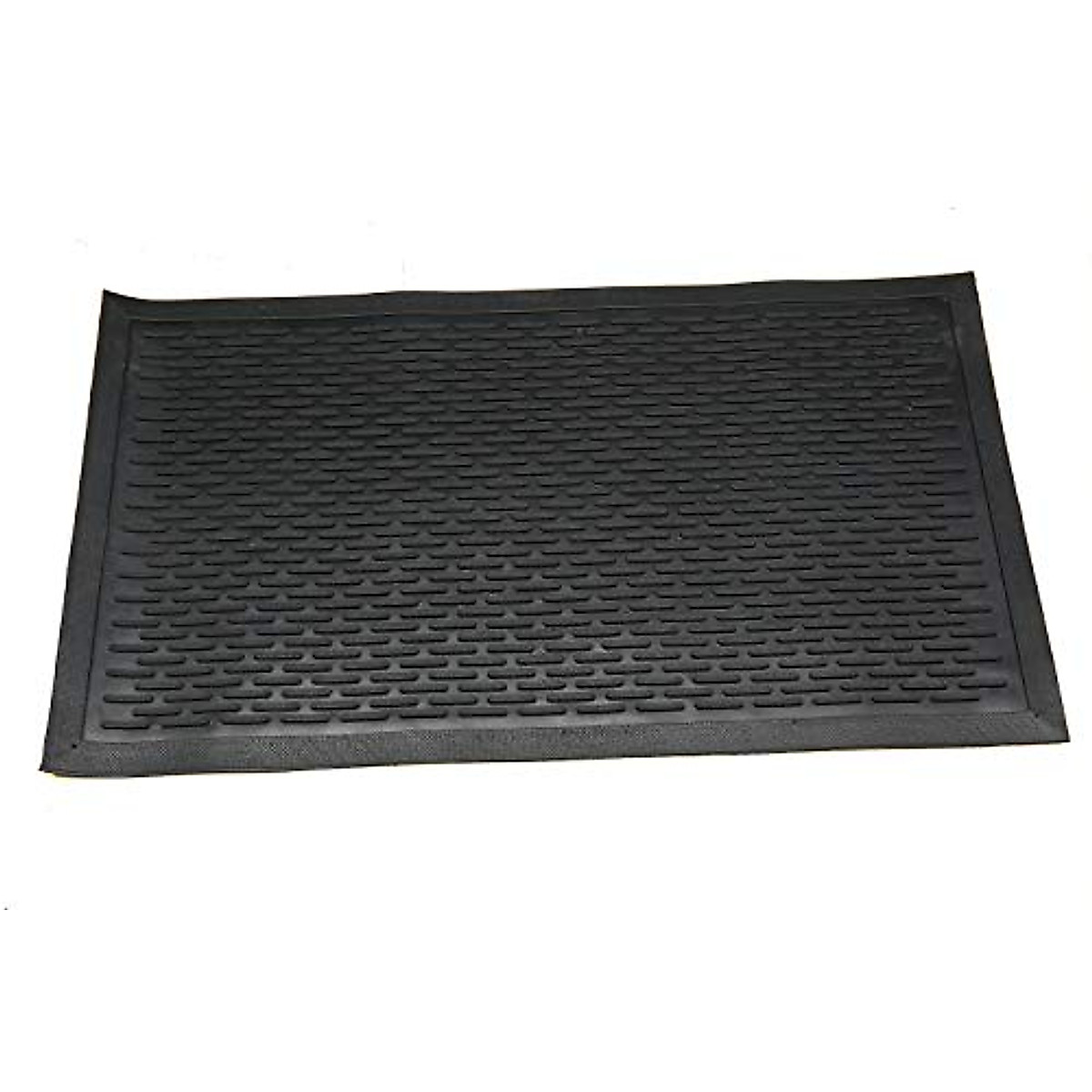 Indoor/Outdoor Hose-Wash Ribbed Design Non-Slip Rubber 2x3 Modern Entryway Mat for Entryway, Patio, Backyard, Garage, 24" x 36", Black Ribbed