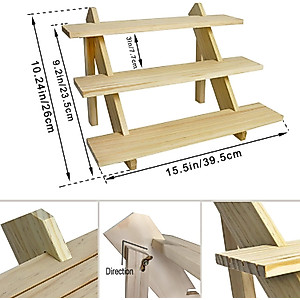 Auroal 3 Tier Earring Display Stands For Selling, Retail Display Riser Earring, Ring Holder Stand, Removable Countertop Small Merchandise Display Stand, for Figures,Cupcake, Photo (Wood color)