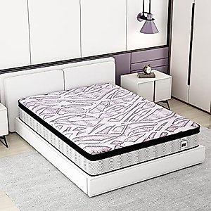 Teoanns Queen Mattress, 10 Inch Memory Foam Mattress in a Box, Individually Wrapped Coils Pocket Springs Hybrid Mattress, Medium Firm for Supportive and Pressure Relief, 100-Night Trial