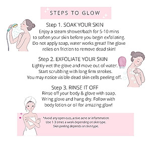 DEWYGLO Dewyglo Exfoliating Glove (Pink),Made with 100percent Viscose,a Biodegradable Fibre Exfoliating Body Glove is Reusable,Gentle and Suitable for Sensitive Skin