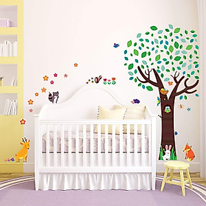 DECOWALL DA-1312N Large Tree with Animal Friends Kids Wall Decals Wall Stickers Peel and Stick Removable Wall Stickers for Kids Nursery Bedroom Living Room