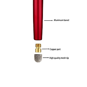 Slim Waist Stylus Pens for Touch Screen, Compatible with iPad, iPhone, Kindle Fire, 8 Extra Replaceable Hybrid Fiber Tips (Black,Silver,Blue, Red)