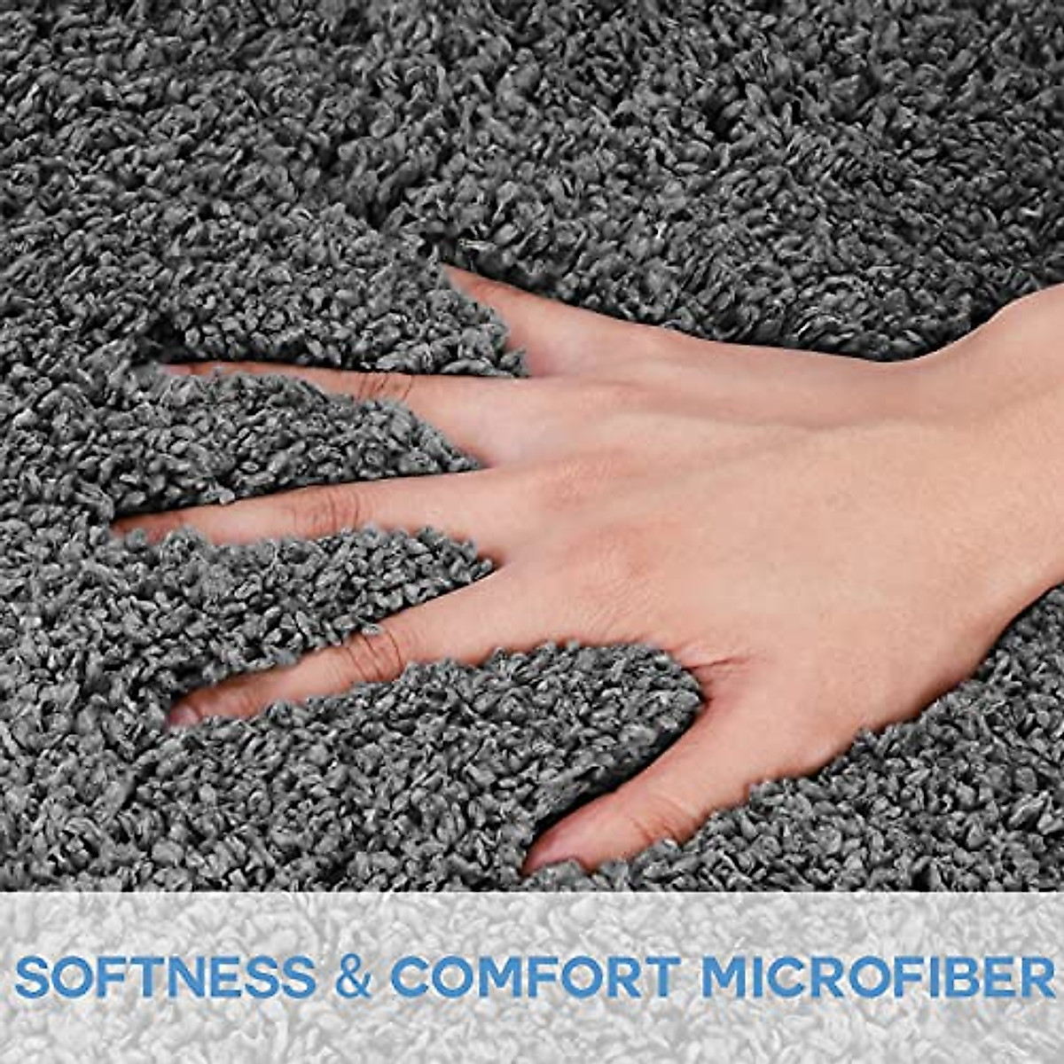 EGYPHY Bathroom Rugs Shaggy Bath Mat, Soft and Absorbent Carpet, Non-Slip Mats Can be Used for Shower, Bathtub, Kitchen, Machine Washable Rug Pad, Plush Microfiber Bath Rugs 17x24 Inches Gray