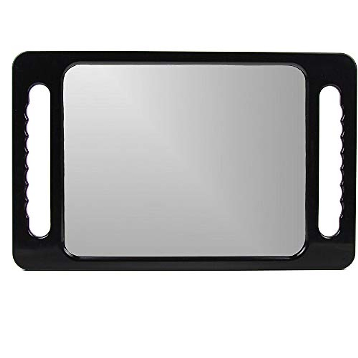 Large Hand Mirror with Double Handle - Rectangular Hand Held Mirror with Handle - Hair Salon Equipment Hairstylist and Barber Accessories (Black)
