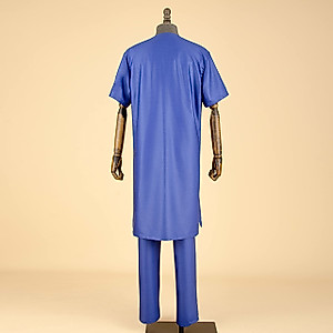 African Men Clothing Set Dashiki Long Coats Print Shirts and Ankara Pants Tribal Outfits Tracksuits 1 2XL