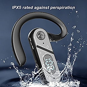 PUSOKEI Ear Hook Bluetooth Headset, Earpiece Bluetooth Wireless, 4 Hrs Playtime, Bluetooth Earpiece for Cell Phone with LED Digital Display, Ergonomic Earphones