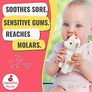 CaaOcho Pure Natural Rubber Teething Baby Toy - Sola The Goat Teether for Babies, BPA Free Baby Toy, All Natural Teething Toys for Babies 0-6, Safe and Fun Molar Teether Toy