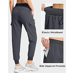 JENOANY Quick Dry Pants Women Water Proof Rain Pants Hiking Lightweight Cargo Joggers Moisture Wicking Water Resistant, Steel Grey, S