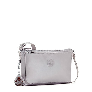 Kipling Mikaela Metallic Crossbody Bag Smooth Silver Metallic