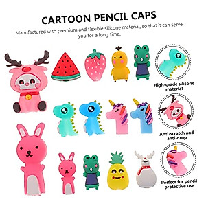 VILLCASE 150 Pcs Pencil Cap Pen Case Sensory Small Pencil Caps Fruit Pencil Toppers Adorable Pencil Protectors Animal Pencil Caps Cartoon Pen Sleeves Child Mini Pointed Hat