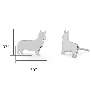 Boma Jewelry Sterling Silver Corgi Dog Stud Earrings