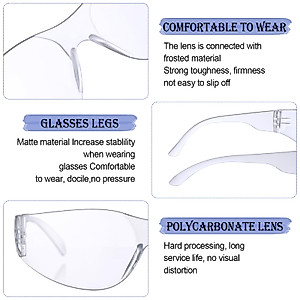 100 Pack Bulk Protective Safety Glasses Clear Lens Splash Proof Eye Protection Goggles Scratch and Impact Resistant Eyewear for Women Men Work Construction Science Lab Shooting