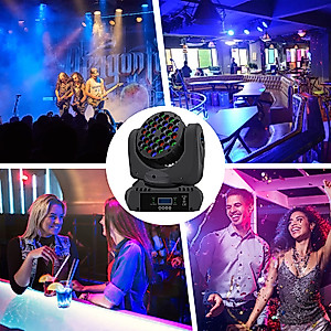 BETOPPER Stage Lights, 36x3W LED Wash Lights RGBW, DMX/Sound Activated DJ Lights, Moving Head Lights for DJ Show, Bar, KTV, Disco, Party Lighting
