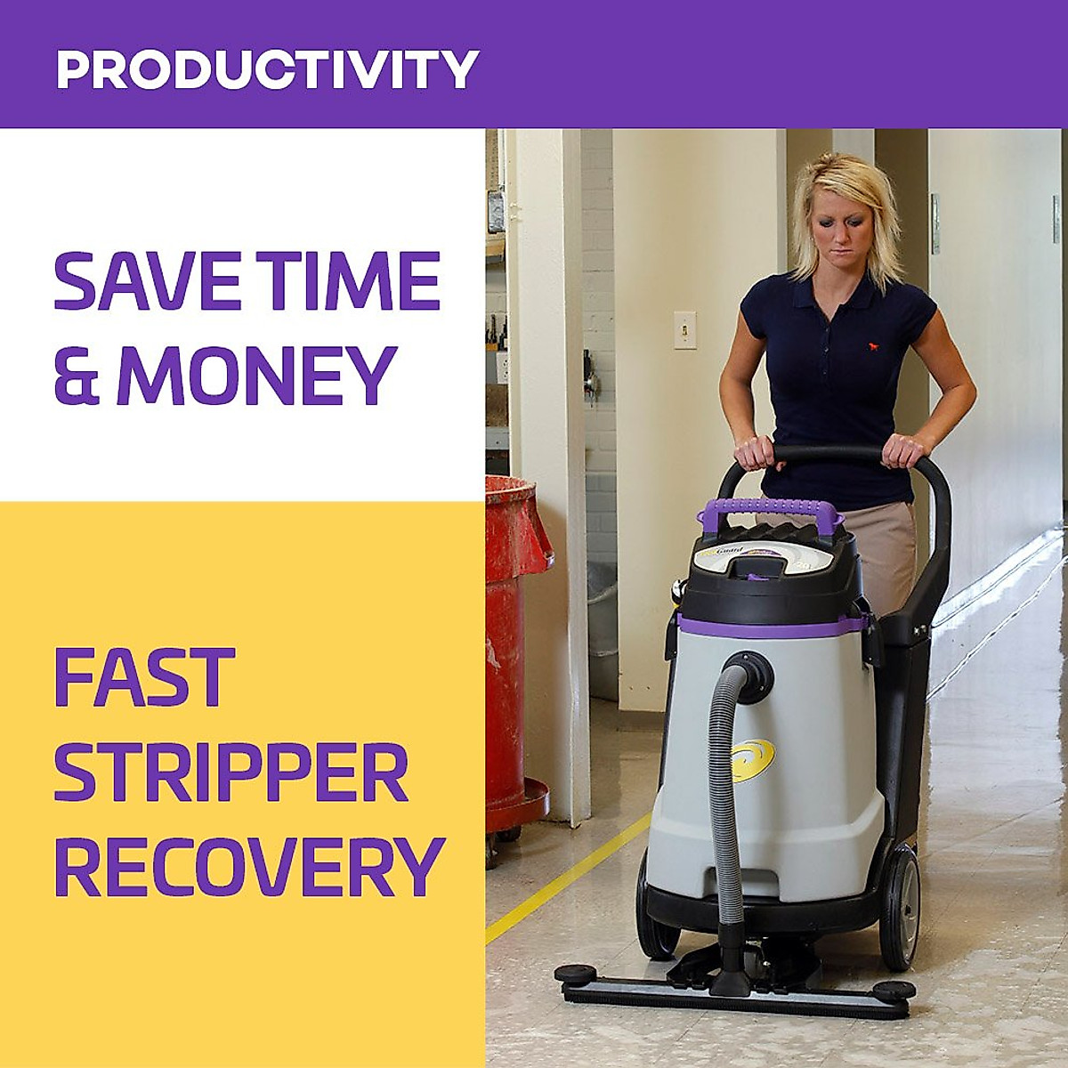 ProTeam Wet Dry Vacuums, ProGuard 20, 20-Gallon Commercial Wet Dry Vacuum Cleaner with Tool Kit and Front Mount Squeegee