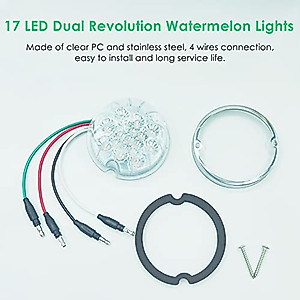 2PCS Dual Revolution Red Turn Signal and Marker to Green Auxiliary 17 LED Watermelon Lights, Clear Lens & Stainless Steel Bezel Marker Lights for Freightliner Kenworth Peterbilt Trailer Heavy Trucks