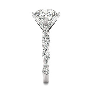 Charles & Colvard Created Moissanite 8mm Round Cut Engagement Ring for Women | 2.3 cttw DEW | Lab Grown | Solid 14K White Gold with Rhodium | Size 5