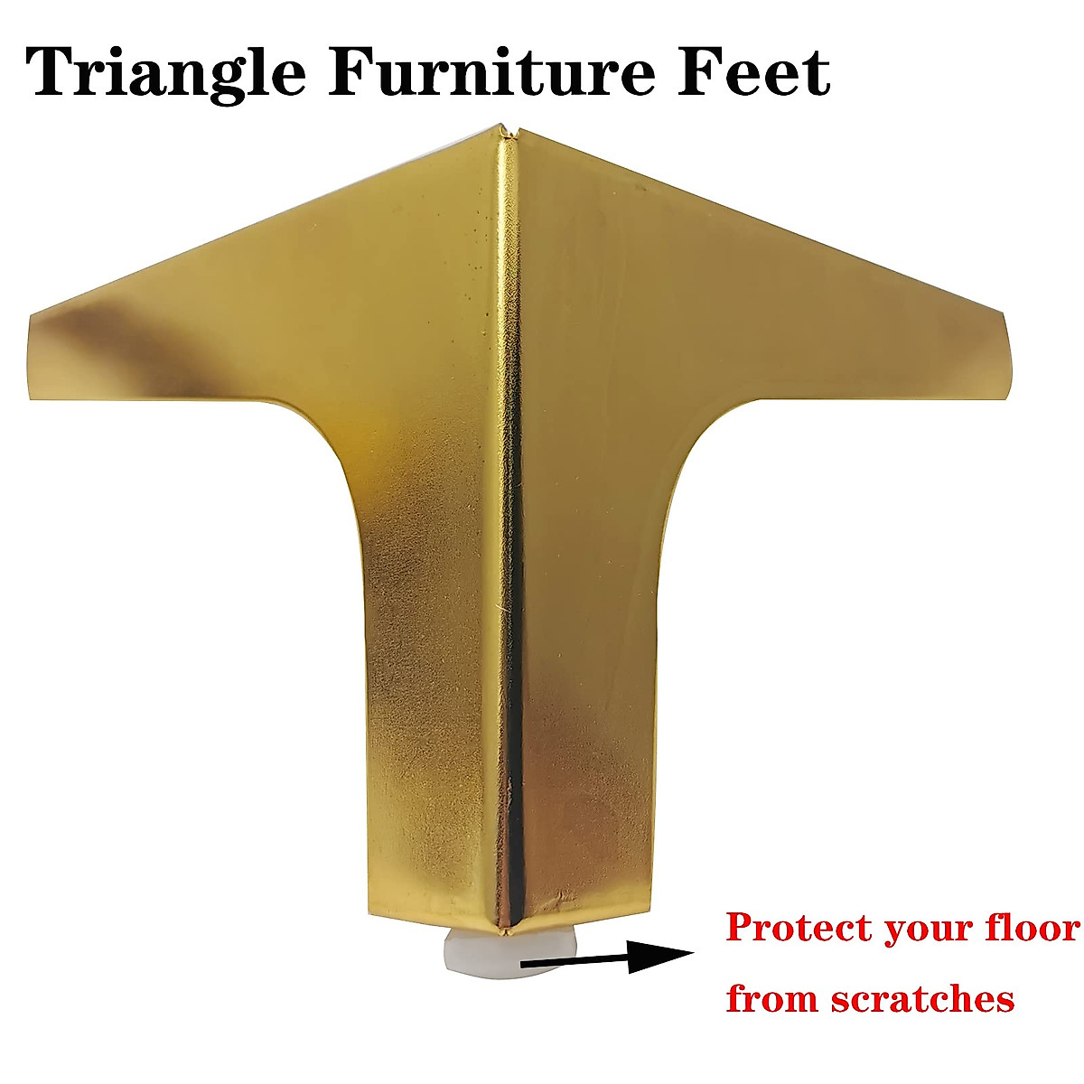 M MIMHOOY 4 Inch Furniture Legs, Set of 4 Metal Furniture Legs Modern Triangle Feet Luxury Gold for Sofa Cabinet Cupboard Couch Chair Ottoman