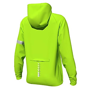 Wulibike Cycling Jackets for Womens Running Jacket Winter Thermal Reflective Hoodie Windproof Coat With 6 Pockets