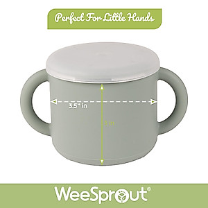 WeeSprout Snack Containers, Food Grade Silicone Cups, Spill-Proof Tops For Toddlers and Babies, Premium Hard Plastic Travel Lids, Dishwasher Safe, Set of 2 Snack Catchers