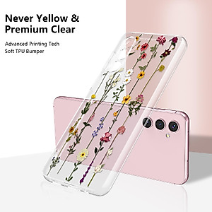 ZTOFERA Floral Case for Samsung Galaxy A34 5G,Clear Cute Flower Pattern Case for Girls Women,Flexible Silicone Protective Slim Shockproof Bumper Phone Cover for Samsung Galaxy A34 5G,Clear
