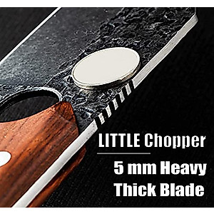 Meat Cleaver Knife, Heavy Duty Kitchen Chopping Knife with Leather Sheath and Bottle Opener Full Tang Ergonomic Handle for Kitchen/Camping/Outdoor Survival BBQ -Gift Box
