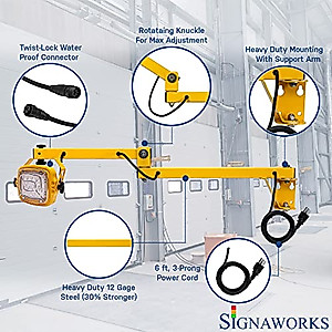 Signaworks LED Loading Dock Bay Swivel Arm Light 2 Pack (50W, 5500LM), Brighten Trailers & Shipping Trailers, Industrial Aluminum Housing, 5ft Power Cord